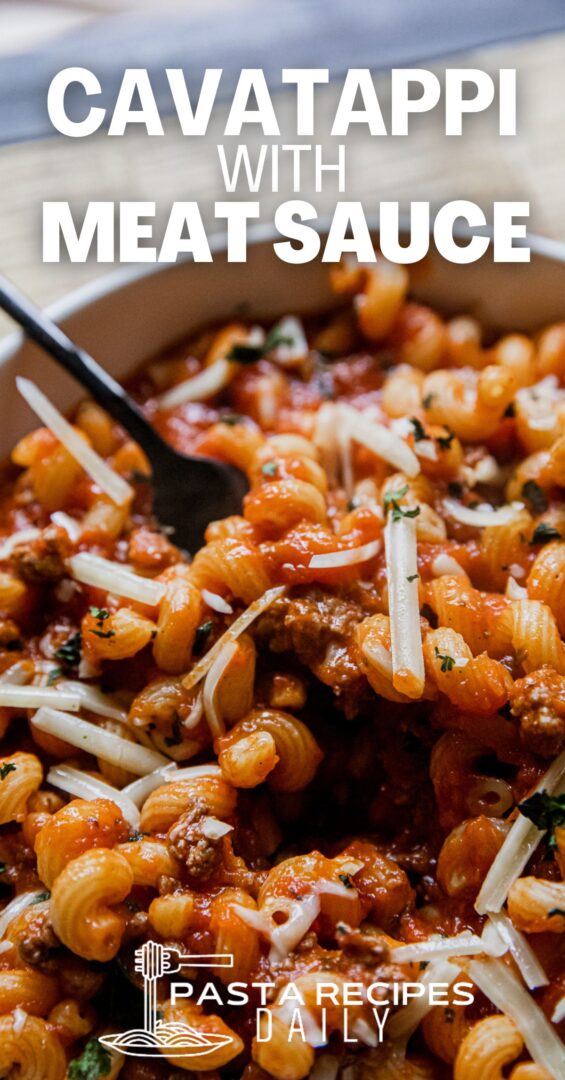 Cavatappi Pasta and Meat Sauce - Pasta Recipes Daily